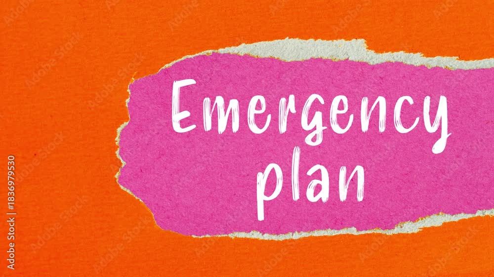 Emergency plan message writing on ripped torn paper background Stock ...
