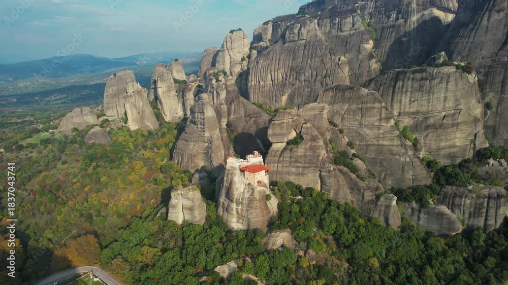 Famous Meteora Monasteries from Above. Greek Heritage Monasteries and ...