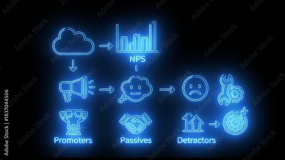 Customer satisfaction analysis animation featuring NPS metrics ...