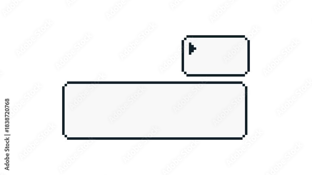 8-bit pixel art simple black and white dialogue with selection box ...