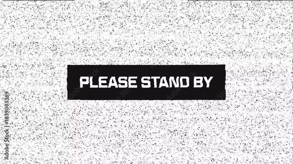 Television screen displaying static noise with a black rectangle ...