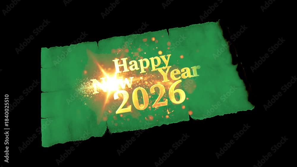 Happy New Year 2026 Golden Text Reveal After Green Paper Unrolling ...