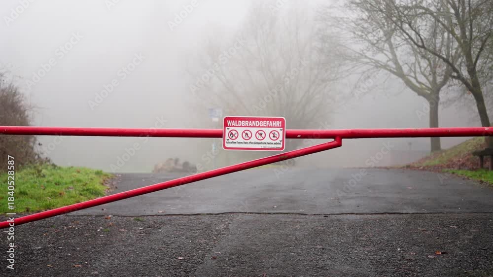Misty Path Behind Barriers Obstructed, Pathway Covered In Fog And ...