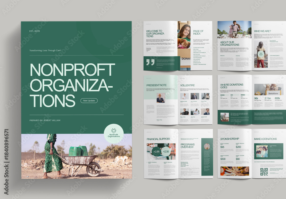 Nonprofit Organization Brochure Layout Stock Template | Adobe Stock