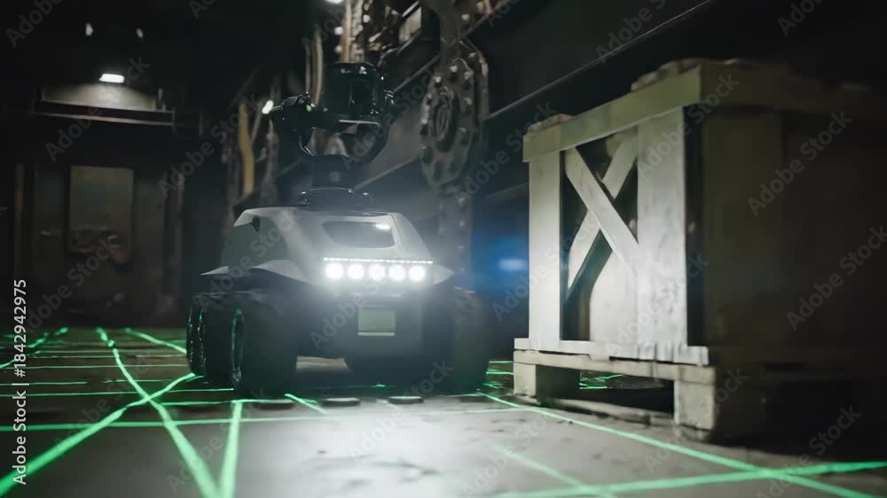 autonomous inspection robot navigates industrial vault under dim ...