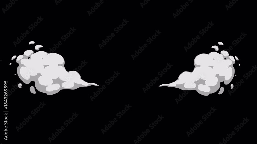 Cartoon Smoke Puff Animation Element on Black Background. Stock Video ...