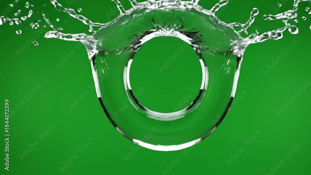 Water splash forming a ring shape slow motion transparent water ...