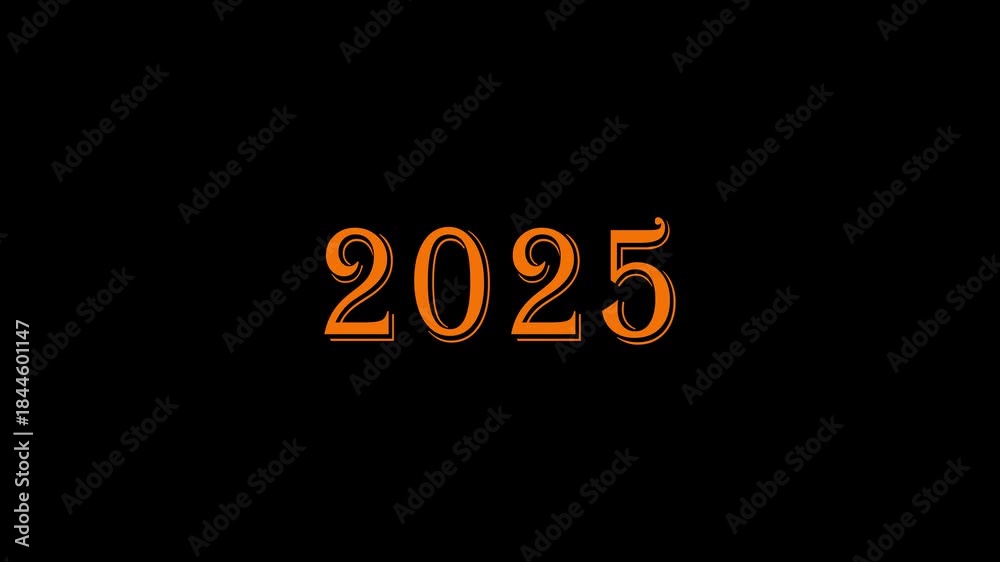 2025 neon line text. Abstract 2025 neon text animation, Glowing neon ...
