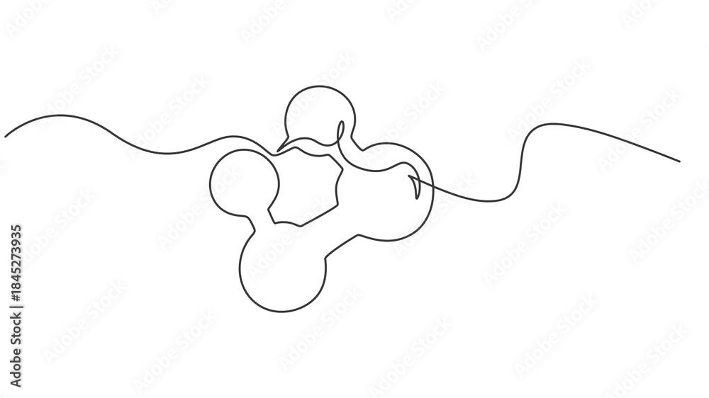 Carbon dioxide atom model co2 animation continuous one line drawing ...