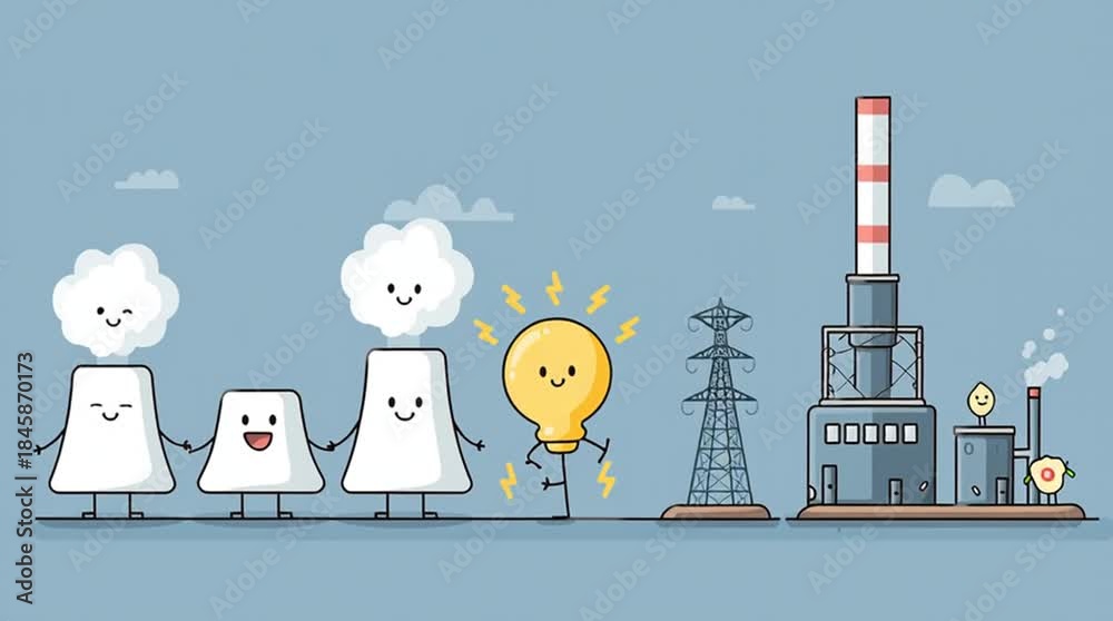 Friendly cartoon-style animated diagram for children showing how a ...