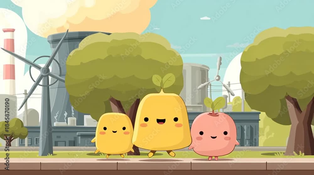 Friendly cartoon-style animated diagram for children showing how a ...