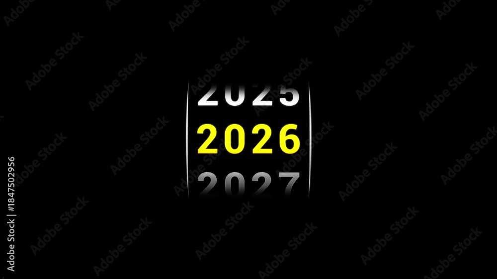 2026 Dynamic scrolling new year countdown timer on black background, new year 2026, 2026 new ...
