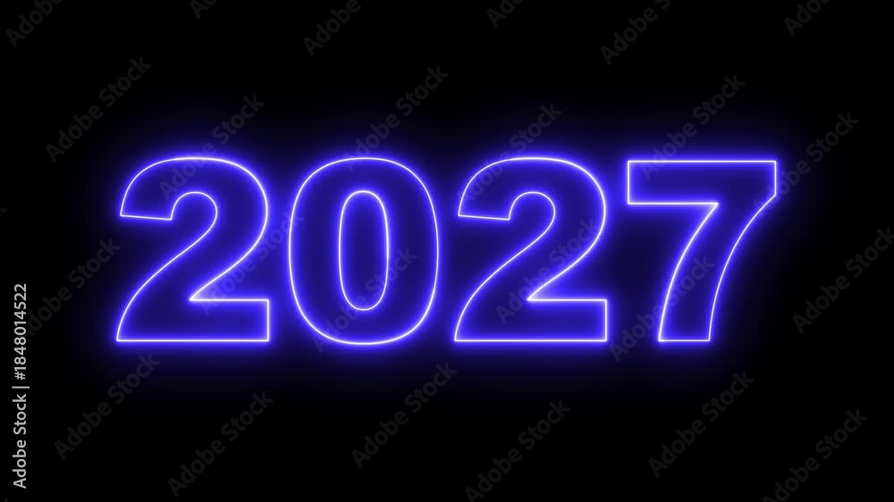 Happy New year 2027. Welcome 2027. Neon glowing animation. happy new ...