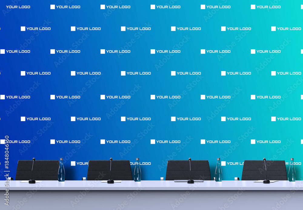 Press Conferense Backdrop Event Wall Banner Mockup Stock Template ...
