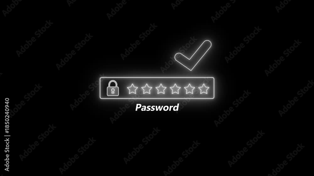 Secure Password Verification Animation with Lock Icon and Check Mark on ...
