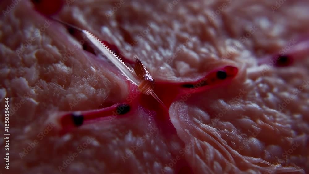 Extreme macro cross section of human skin as a mosquito proboscis ...