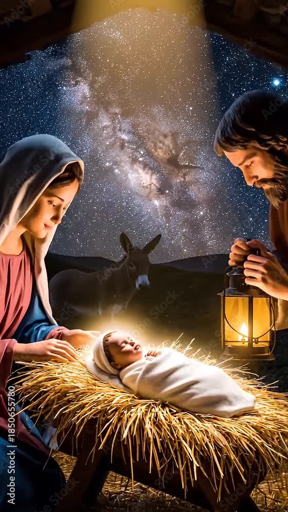 Nativity Scene Illustration - An illustration depicts Mary and Joseph ...