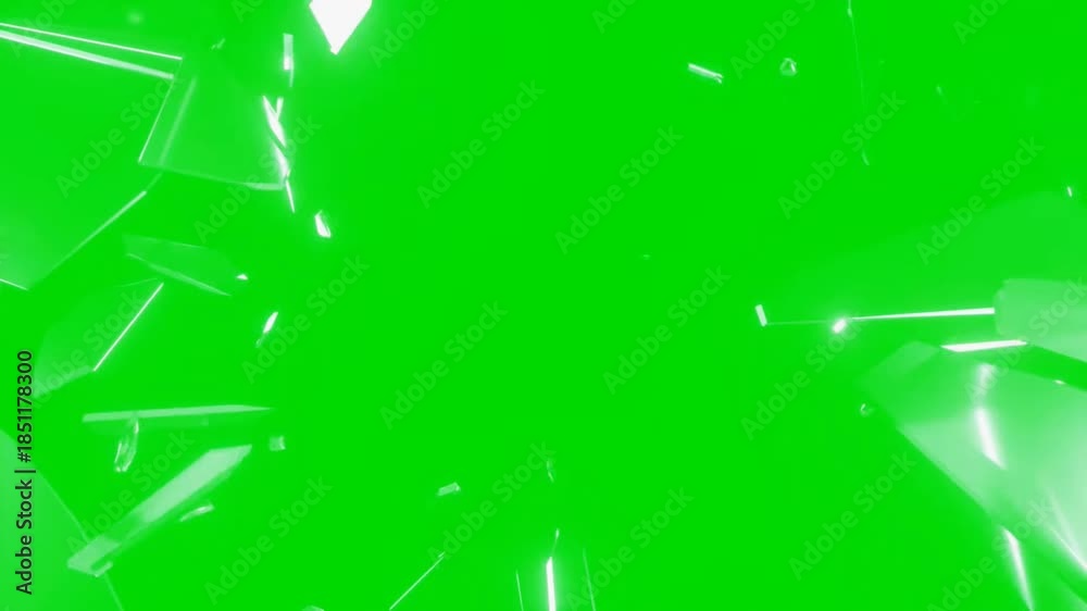 Dynamic explosion of a glass shattering on green screen background high ...