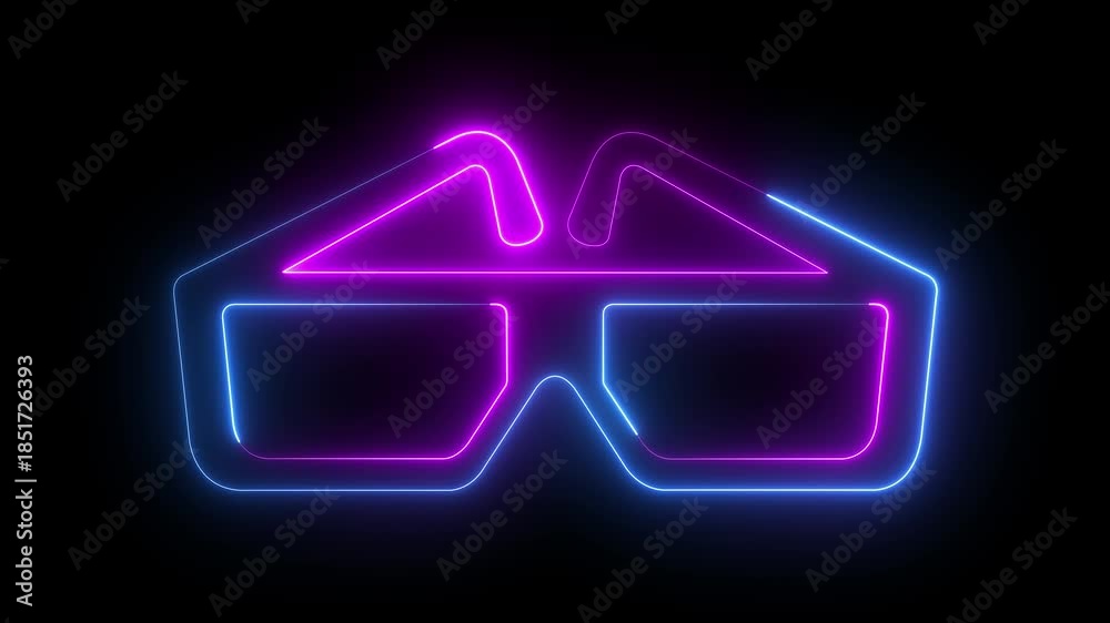 neon cinema glasses icon isolated on black background. glasses icon ...