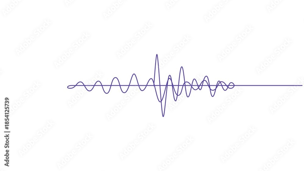 Continuous one line drawing of sound wave with different amplitude ...