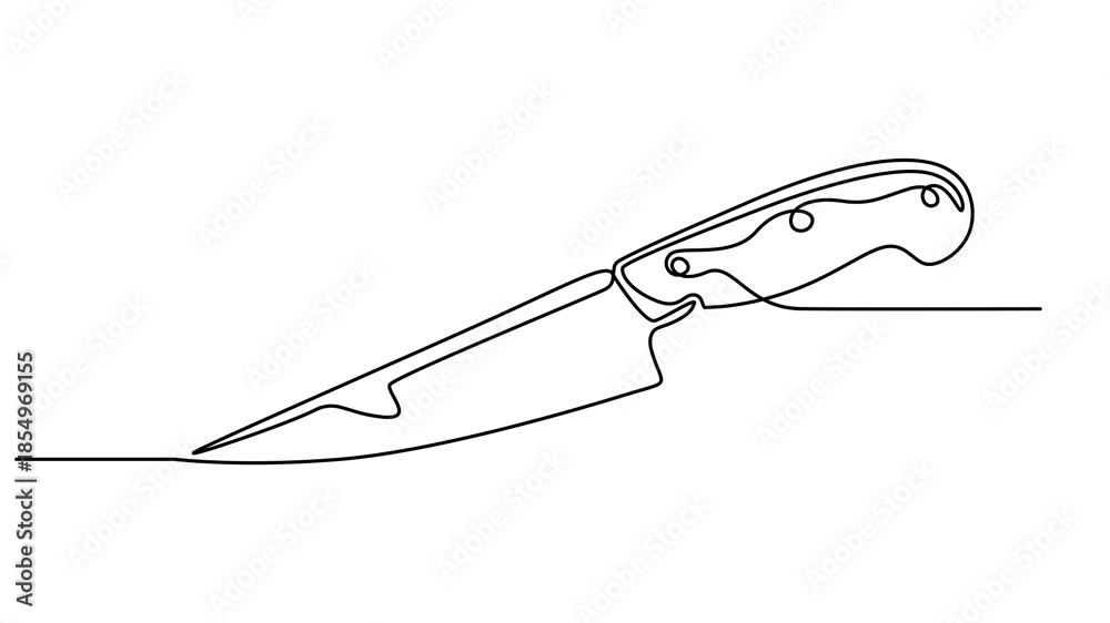 Animated self drawing of Kitchen knife one line continuous drawing ...