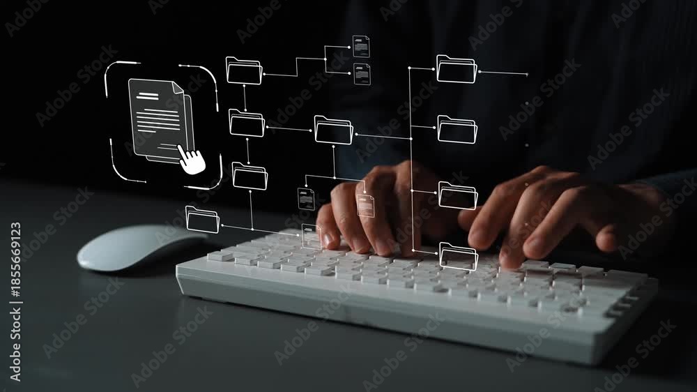 Digital file structure showing folder organization, file hierarchy, and ...