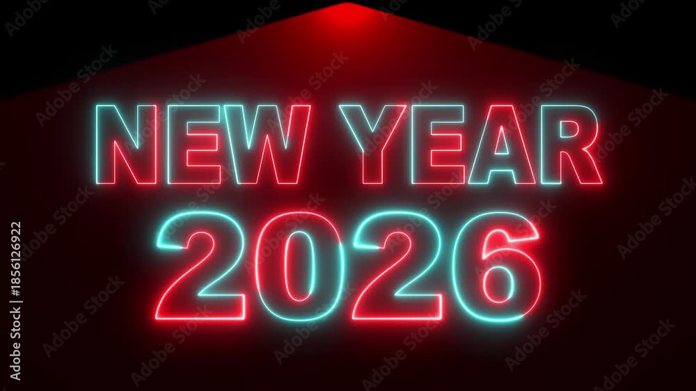Stockvideo 2026 Happy new year 2026 neon animated background greetings ...