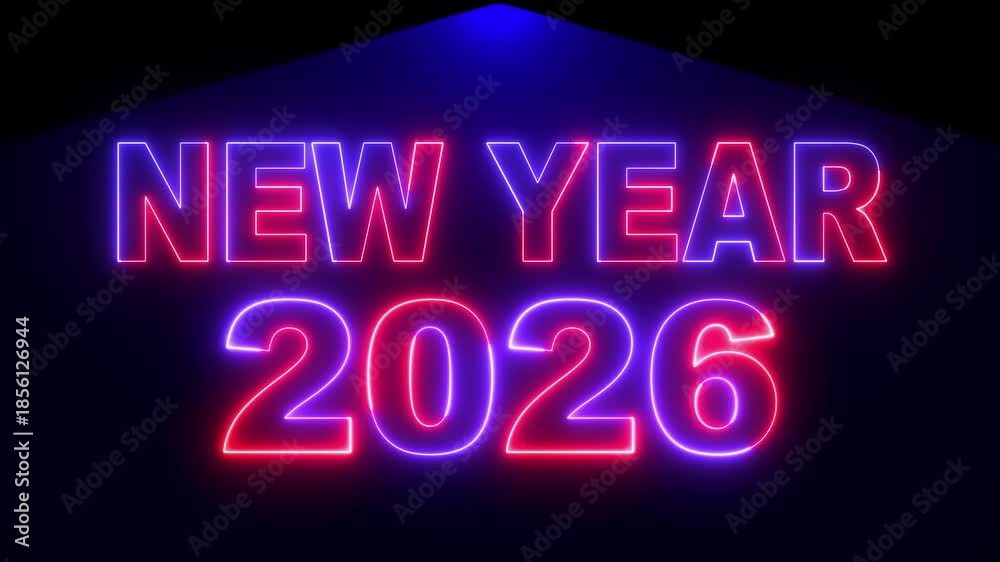 Video „2026 Happy new year 2026 neon animated background greetings ...