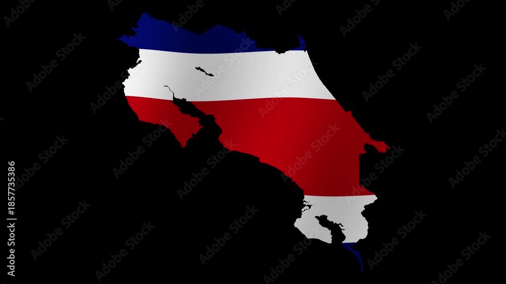Vidéo Stock Looping animation of the Costa Rica flag as a map with a ...