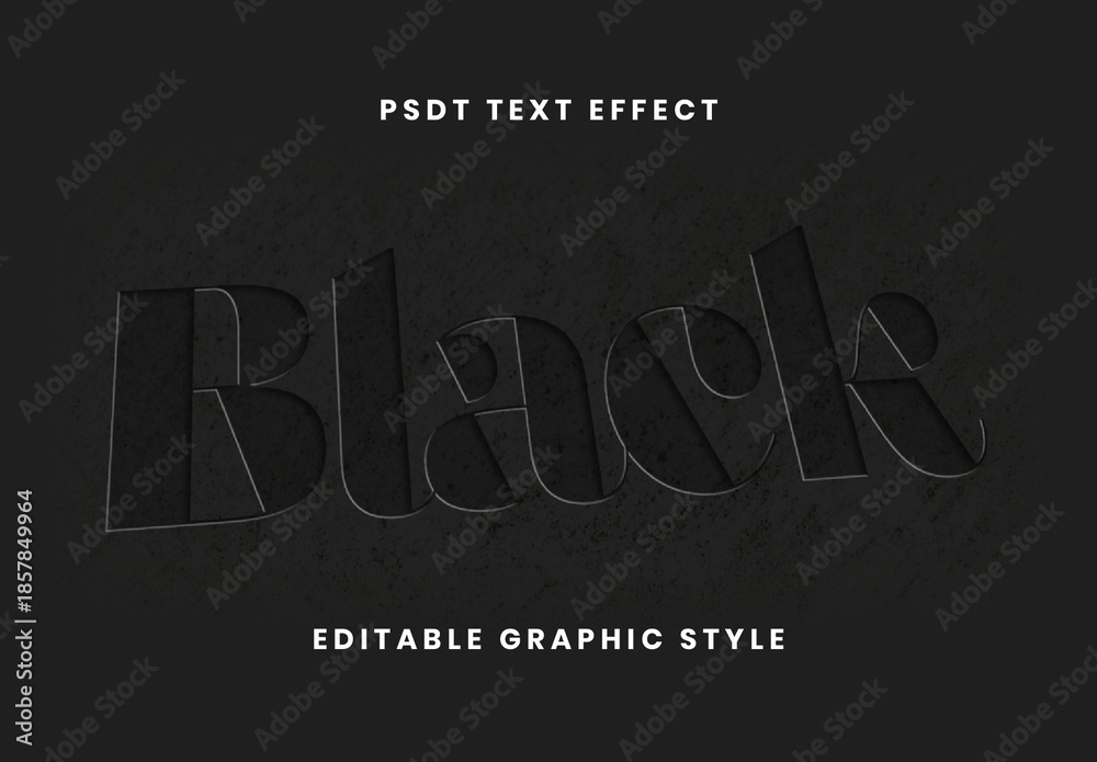 Black Craft Paper Deboss Text Effect Embossed Bold Font Stock Template ...