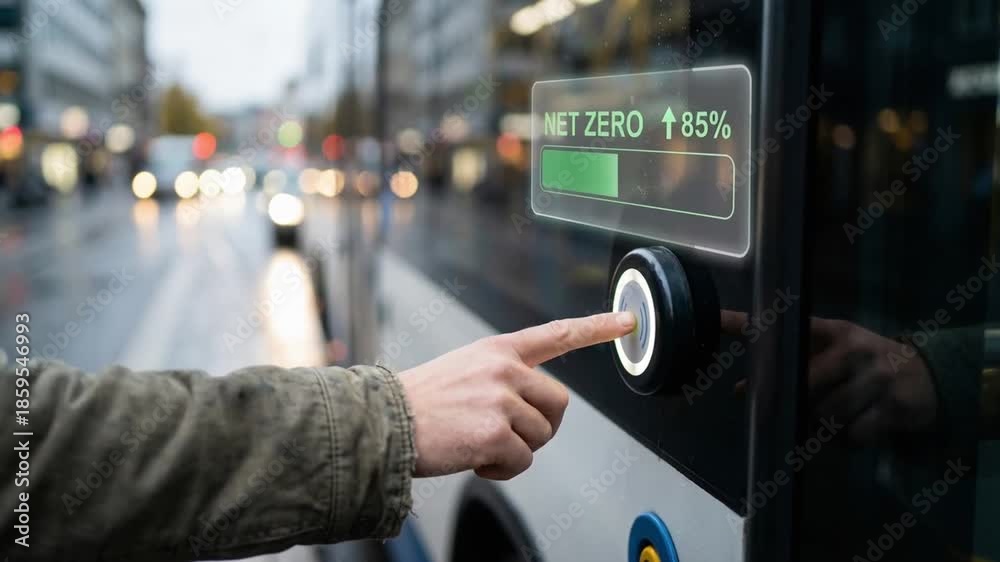 carbon dioxide sustainability monitoring concept. Person interacting ...