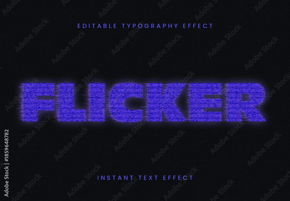 Blue CRT Screen Text Effect Distorted Static Font Stock Template ...