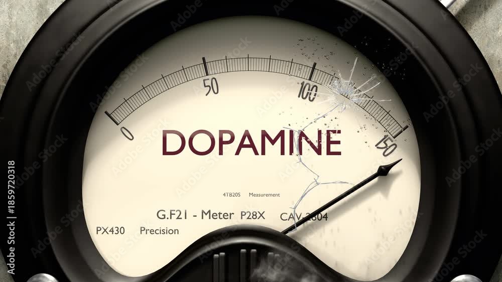 Dopamine meter showing big levels of dopamine. Dangerously increasing ...