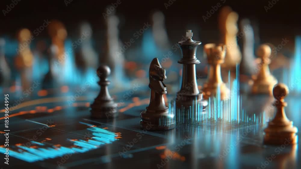 Strategic Moves: A chess board, with elegant pieces poised against a ...