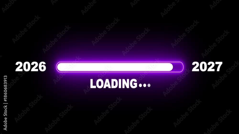 New year 2027 loading bar animation Year changing from 2026 to 2027 ...