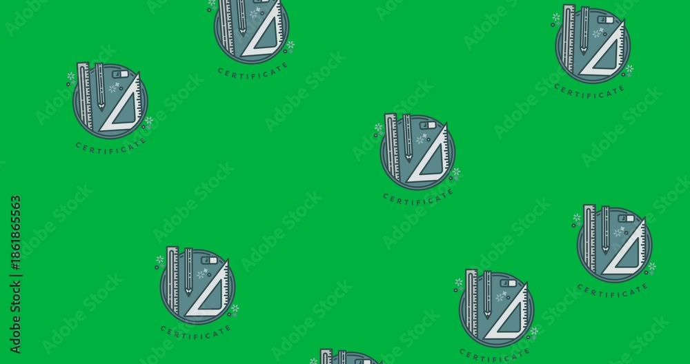 Digital animation of multiple geometry equipment icons against black ...