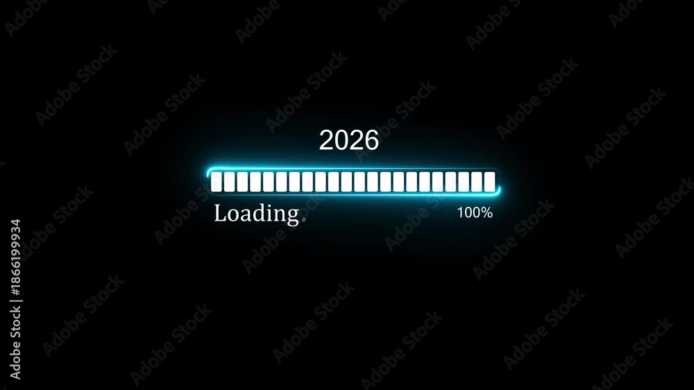 2026 happy new year. 2025 to 2026 loading animated bar goodbye 2025 ...