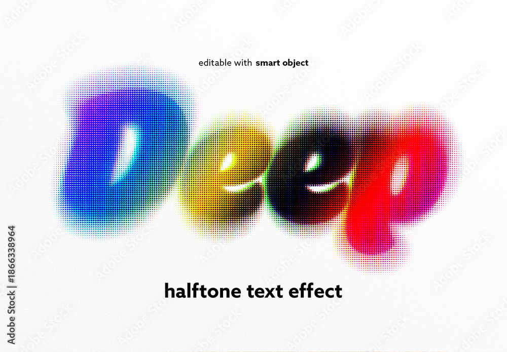 Halftone Text Effect plantilla de Stock | Adobe Stock