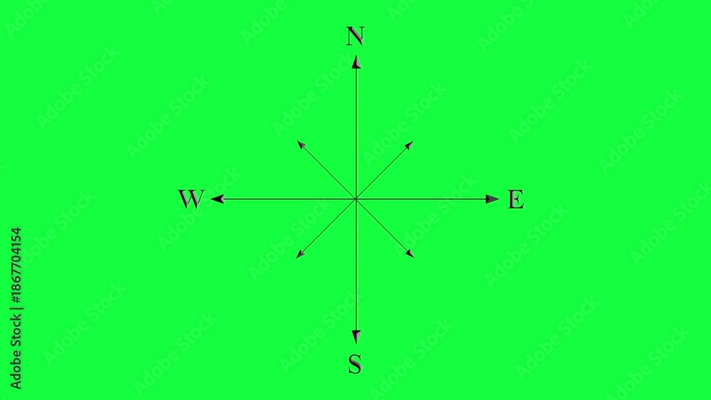 compass diagram animation traditional compass bearing cardinal mark ...