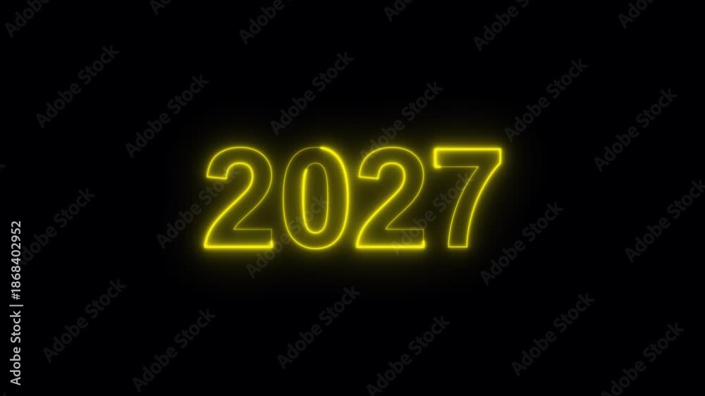 Vidéo Stock Neon 2027 icon animation on black background. Year changing ...