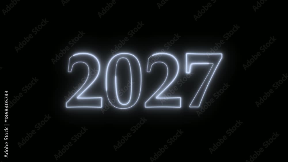 Vidéo Stock Neon 2027 icon animation on black background. Year changing ...