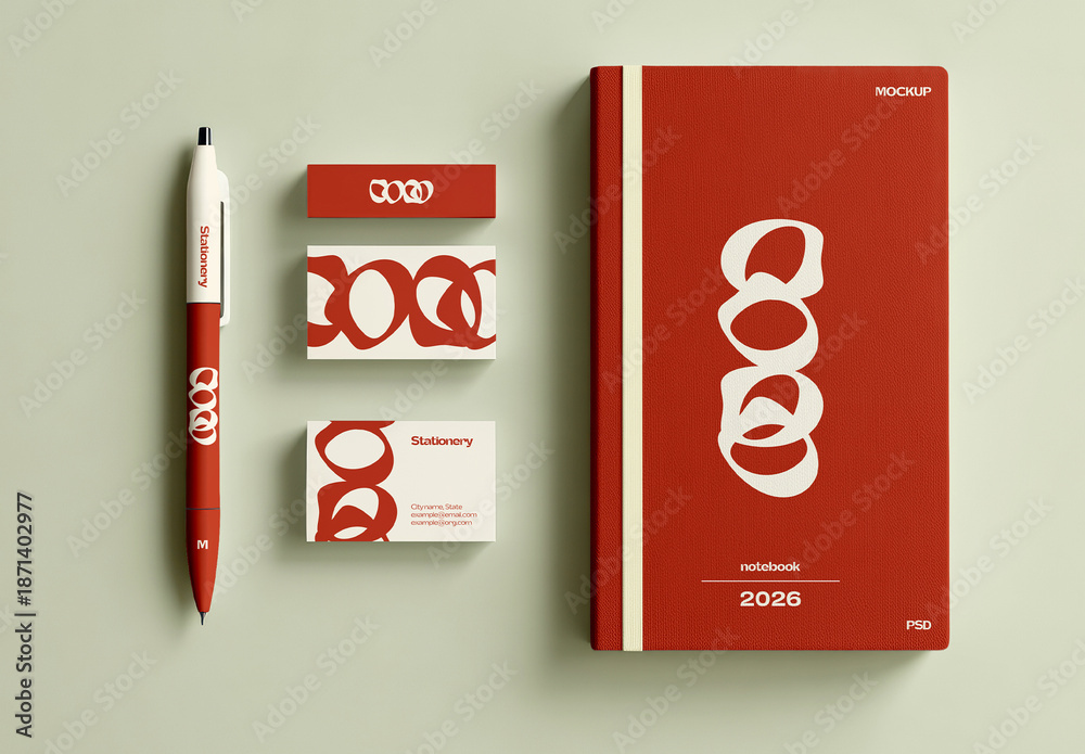 Modelo de Stationery Branding Set Mockup with Notebook and Pen do Stock ...