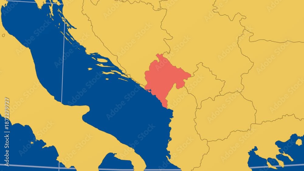 Montenegro on Globe. Animated zoom into the country in Ocean Blue ...