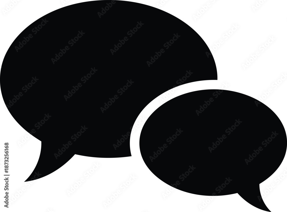Two overlapping speech bubble icons representing communication and ...
