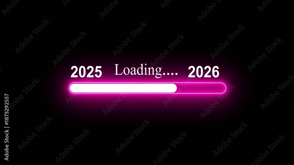 New year 2026 loading bar animation Year changing from 2025 to 2026 ...