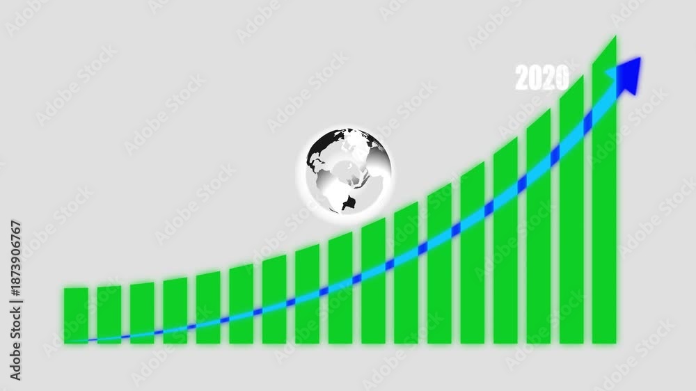 2026 Projection Business bar graph growth increase world map investment ...