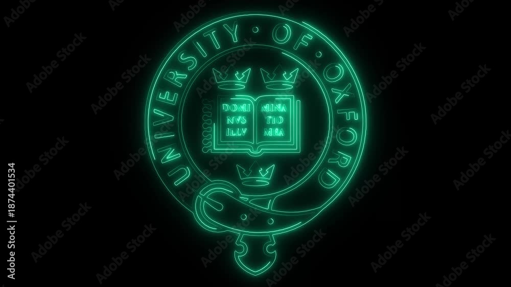 Neon university-of-oxford-badge-logo 4k video animation. ultra hd, high ...