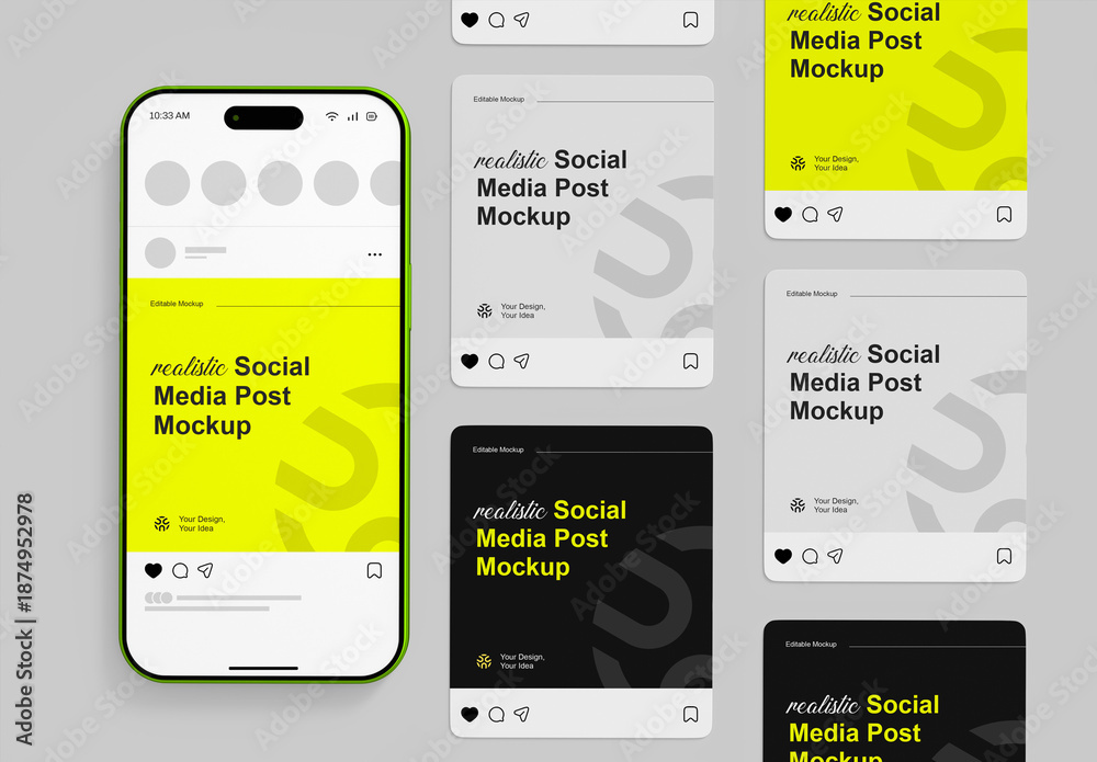 Editable Social Media Square Post Mockup Stock Template | Adobe Stock