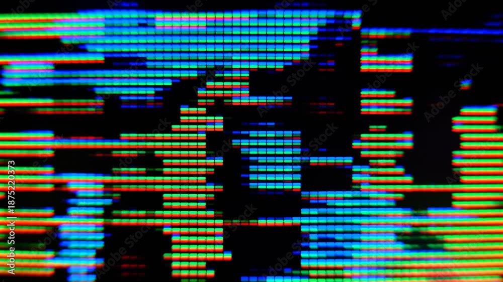 Signal Disturbance Broken Monitor macro view, Screen TV Glitch Error ...