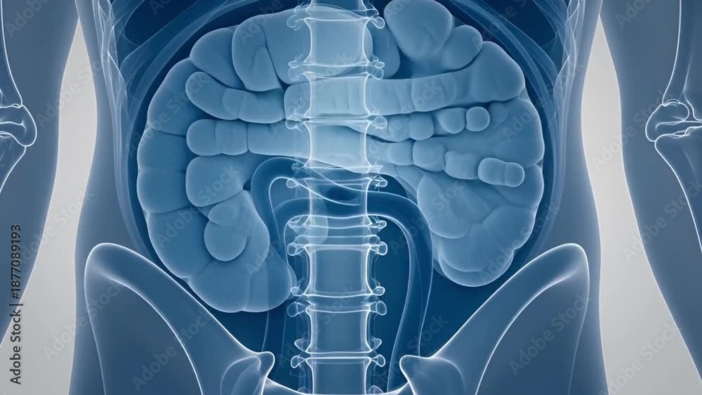 Human Abdominal Organs X Ray Visualization. Detailed 3D medical ...